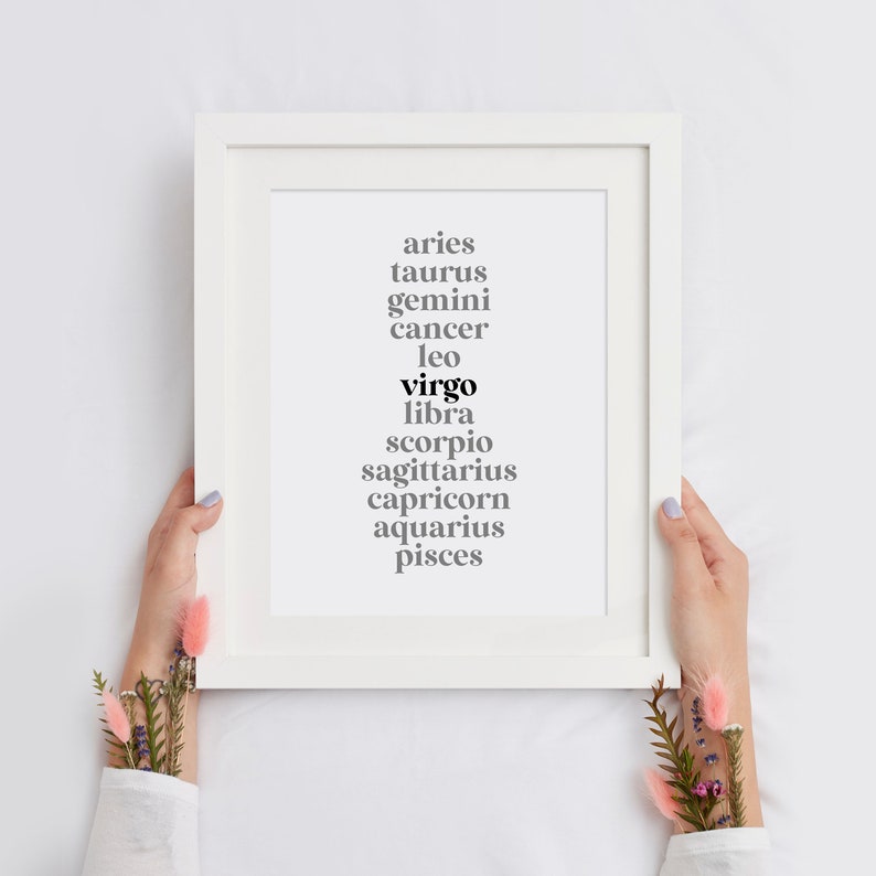 Virgo Print Virgo Zodiac Sign Poster Zodiac Signs Printable - Etsy