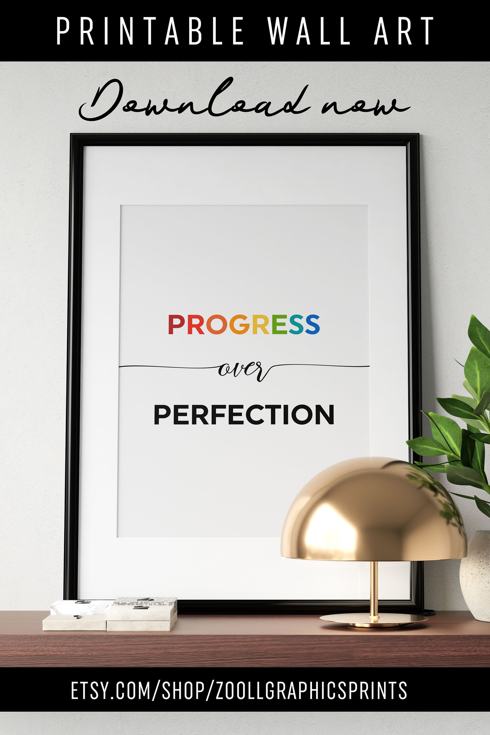 Progress Over Perfection Printable Wall Art, Uplifting Poster ...