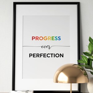 Progress Over Perfection Printable Wall Art, Uplifting Poster ...
