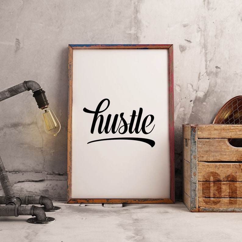Hustle Print Motivational Poster Office Wall Art Gym - Etsy