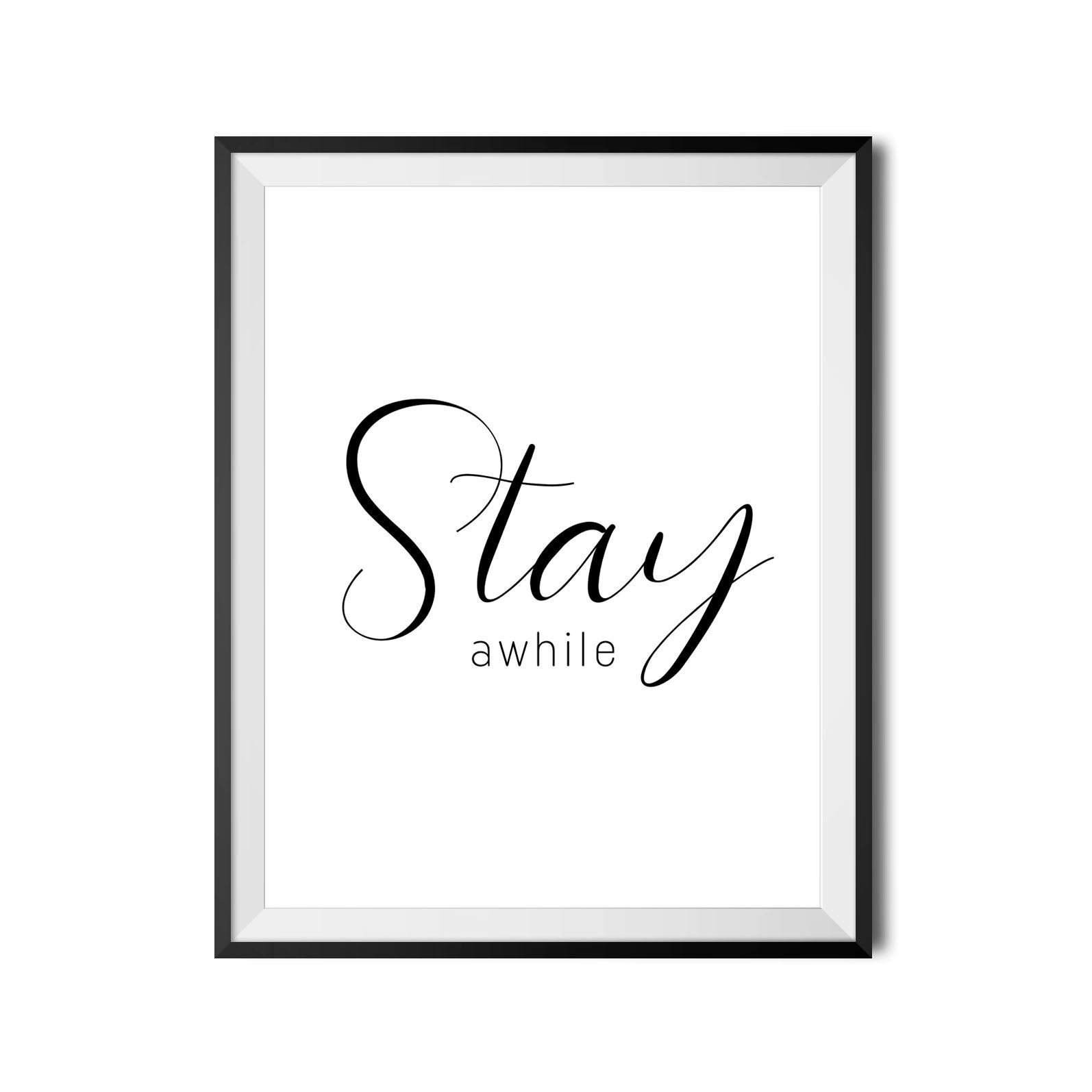 Stay Awhile Printable Wall Art, Entryway Decor, Guest Room Print ...