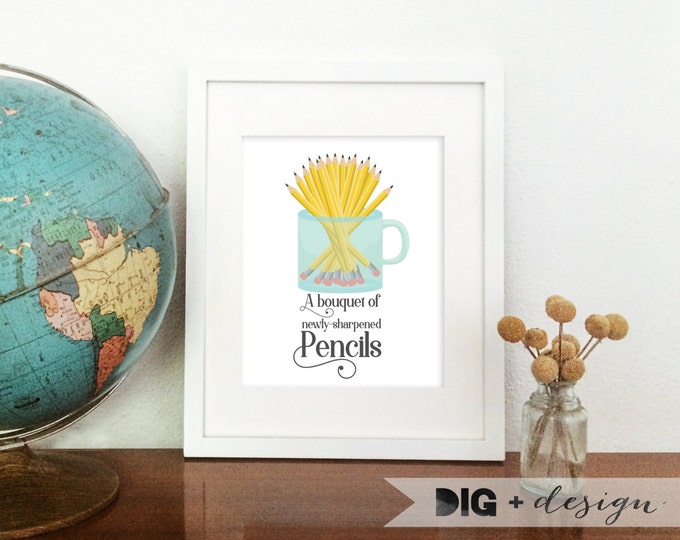 Bouquet of Newly-sharpened Pencils Modern Art Print - Etsy