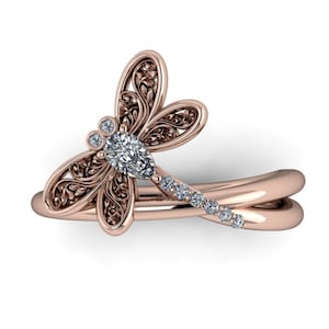 NYMPH : Diamond Dragonfly Ring | Power Animal Ring | Dragonfly Spirit ...