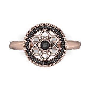MINI ATOMIC LOVE : Atom Inspired Ring, Black Diamond Ring, Sciene ...