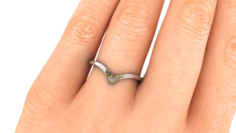 LOVE MOON : Anime Inspired Heart Band Simple Engagement Ring | Etsy