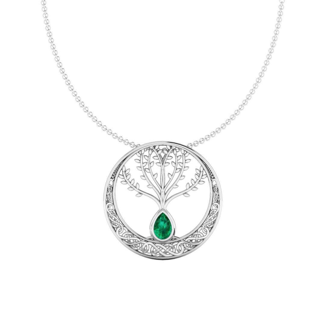 CRANN BETHADH : Celtic Tree of Life Pendant With Emerald | Tree of Life ...