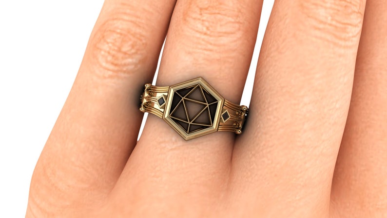 BLACK D20 Sword & Stone: RPG Inspired Ring Signet Ring | Etsy