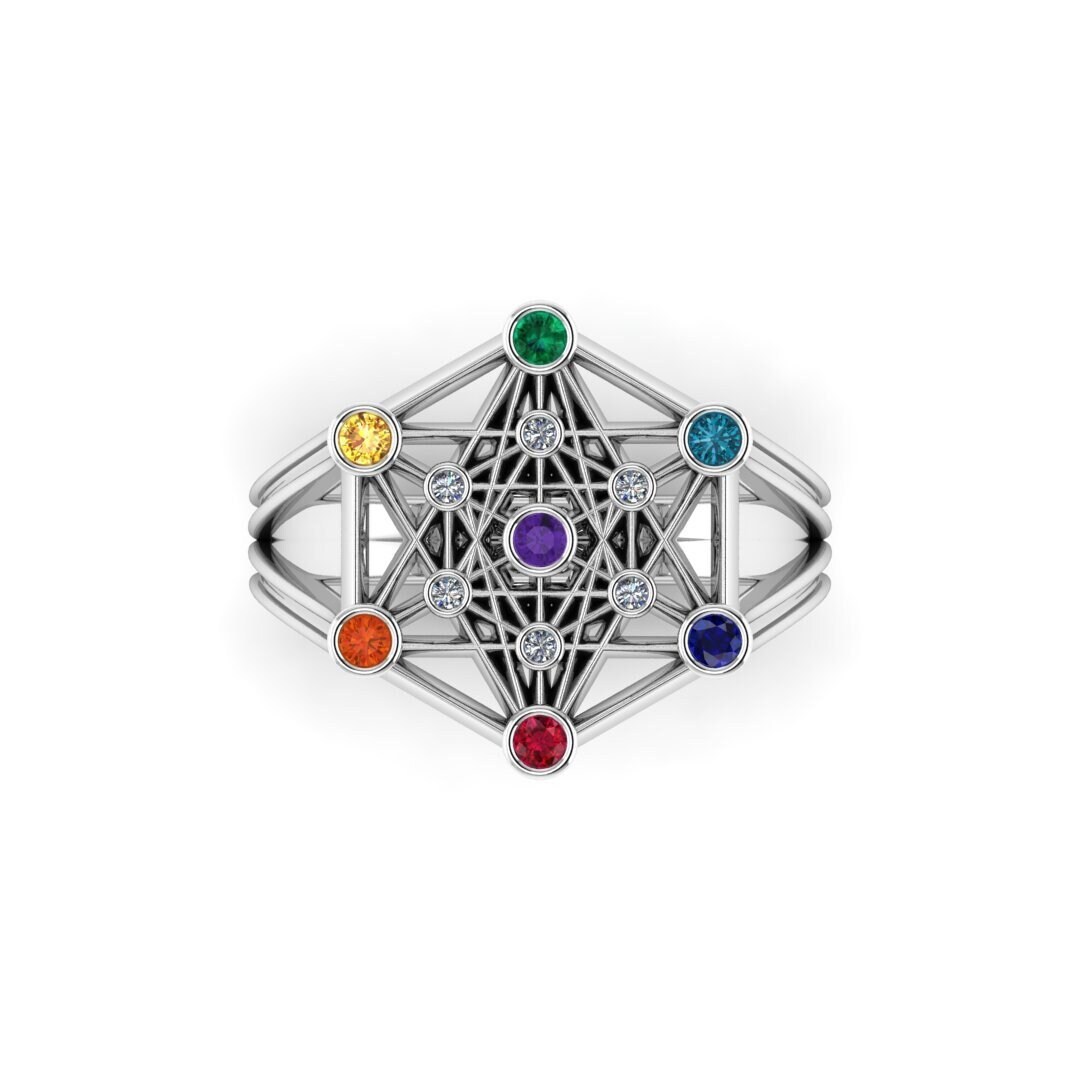 METATRON RAINBOW CHAKRA : Unique Gemstone Ring Sacred - Etsy