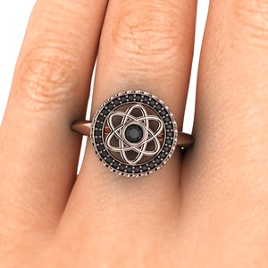 MINI ATOMIC LOVE : Atom Inspired Ring, Black Diamond Ring, Sciene ...