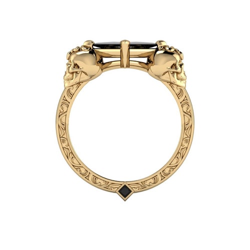 RIDDLE : XL Skull & Snake Scrollwork Ring Black Onyx and - Etsy