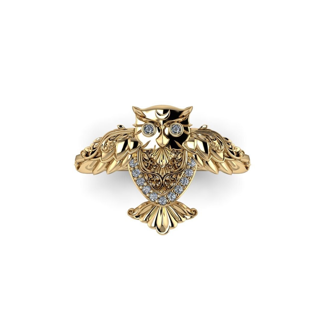 ATHENE NOCTUA : Diamond Owl Ring | Power Animal Ring | Owl Spirit ...