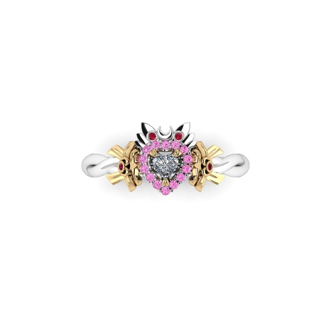 SUPER CUTIE MOON : Anime Inspired Heart Ring | Diamond, Pink Sapphire ...