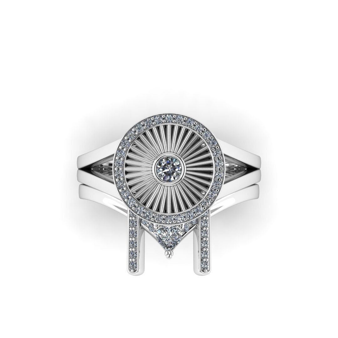 ENGAGE : Futuristic Engagement Ring & Wedding Band Set Sci Fi Ring ...