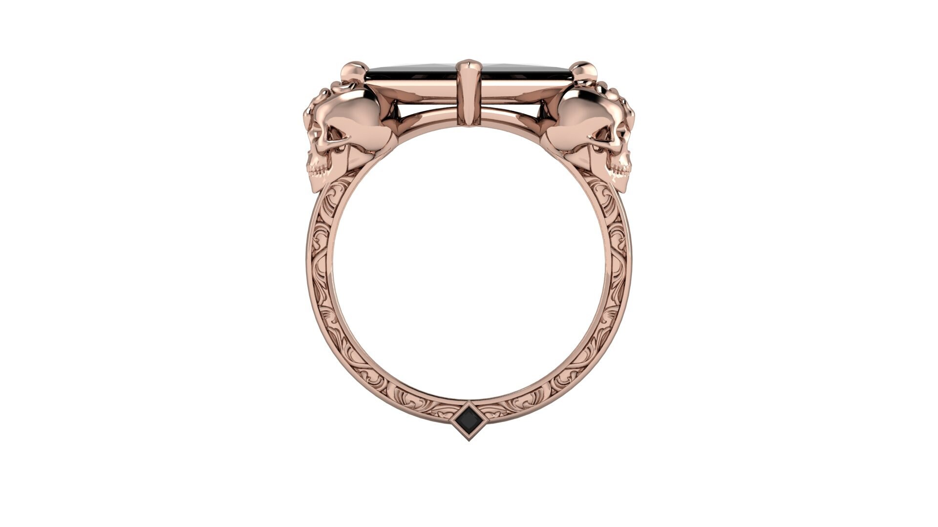 RIDDLE : XL Skull & Snake Scrollwork Ring Black Onyx and - Etsy