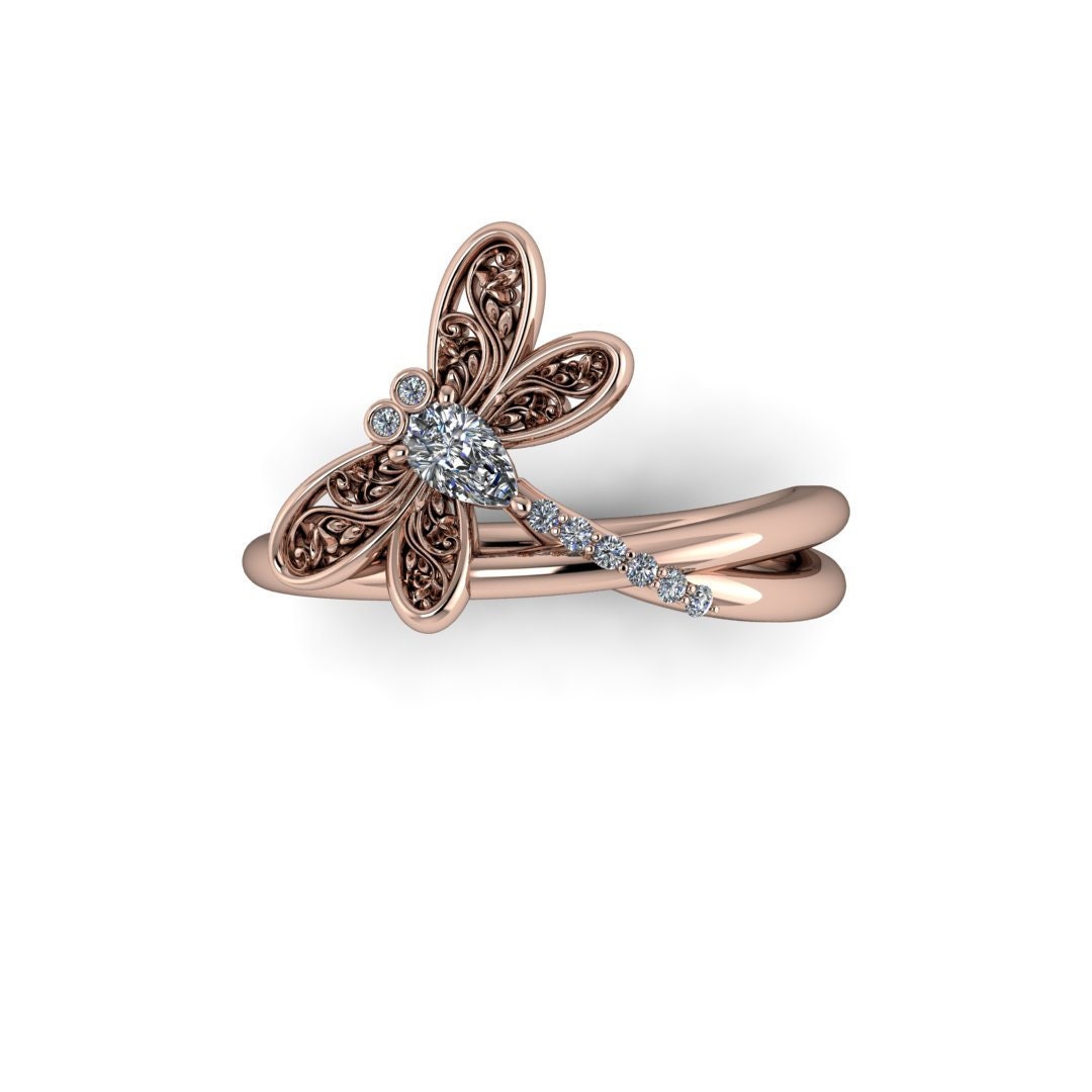 NYMPH : Diamond Dragonfly Ring | Power Animal Ring | Dragonfly Spirit ...