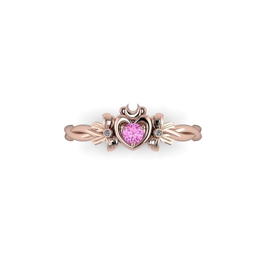 TINY MOON SQUAD : Anime Inspired Heart Ring | Choose Your Gemstone ...