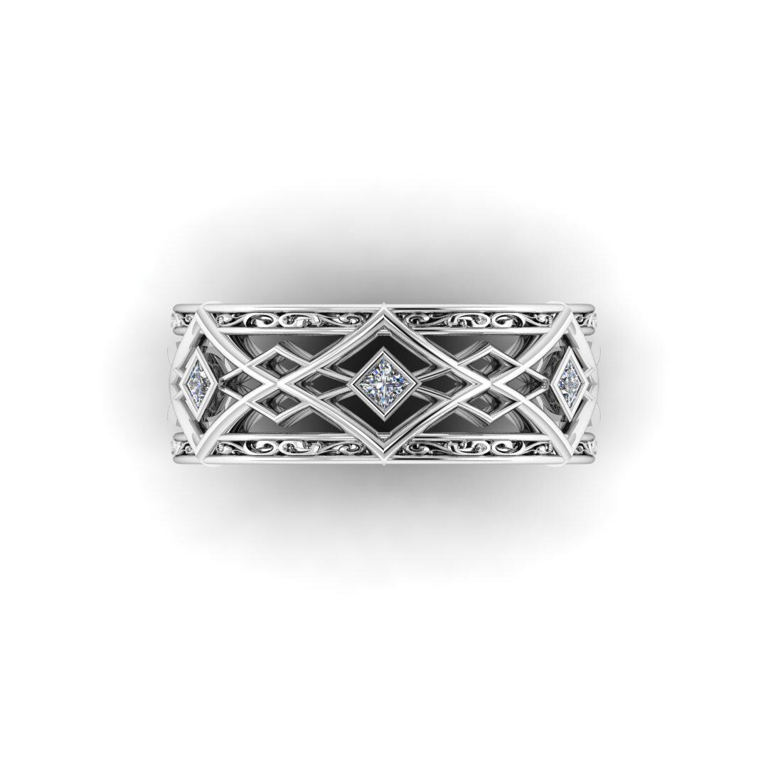 STARLIGHT KING : Elvish Inspired Wedding Band | Diamond Elven Ring ...