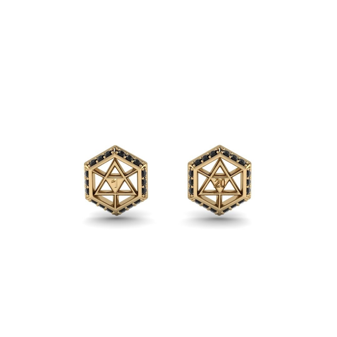 CRITICAL : D20 Inspired Black Diamond Stud Earrings | RPG Inspired ...