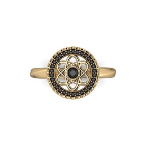 MINI ATOMIC LOVE : Atom Inspired Ring, Black Diamond Ring, Sciene ...