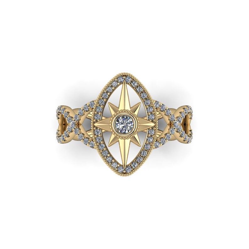 ESTEL: Elvish Inspired Engagement Ring Diamond Star Ring - Etsy