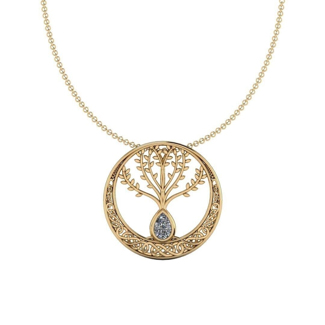 CRANN BETHADH : Celtic Tree of Life Pendant With Diamond | Tree of Life ...