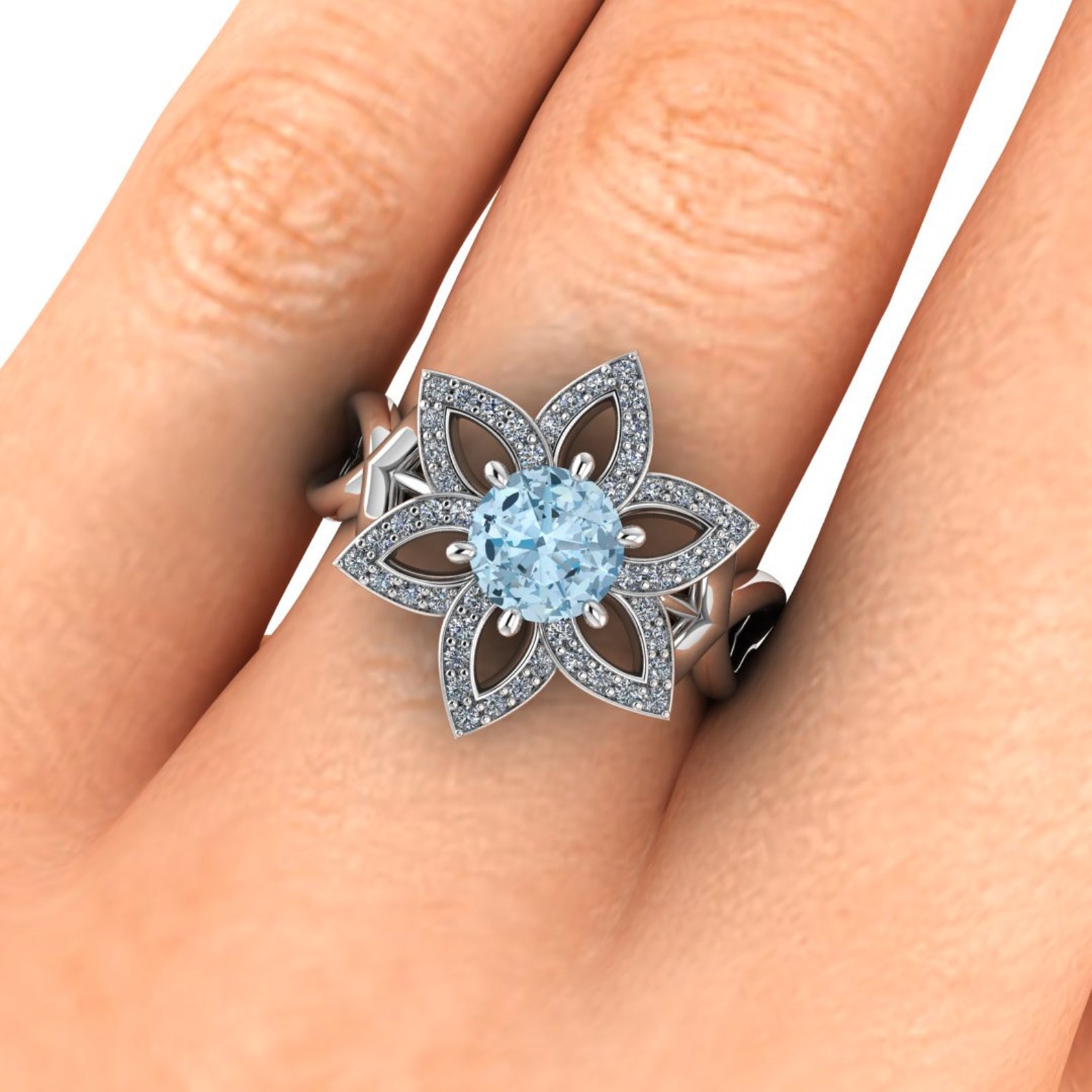ELENTARI : Elvish Inspired Engagement Ring Aquamarine & - Etsy