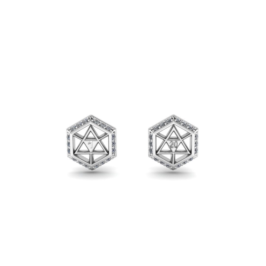 CRITICAL : D20 Inspired Diamond Stud Earrings | RPG Inspired Jewelry ...