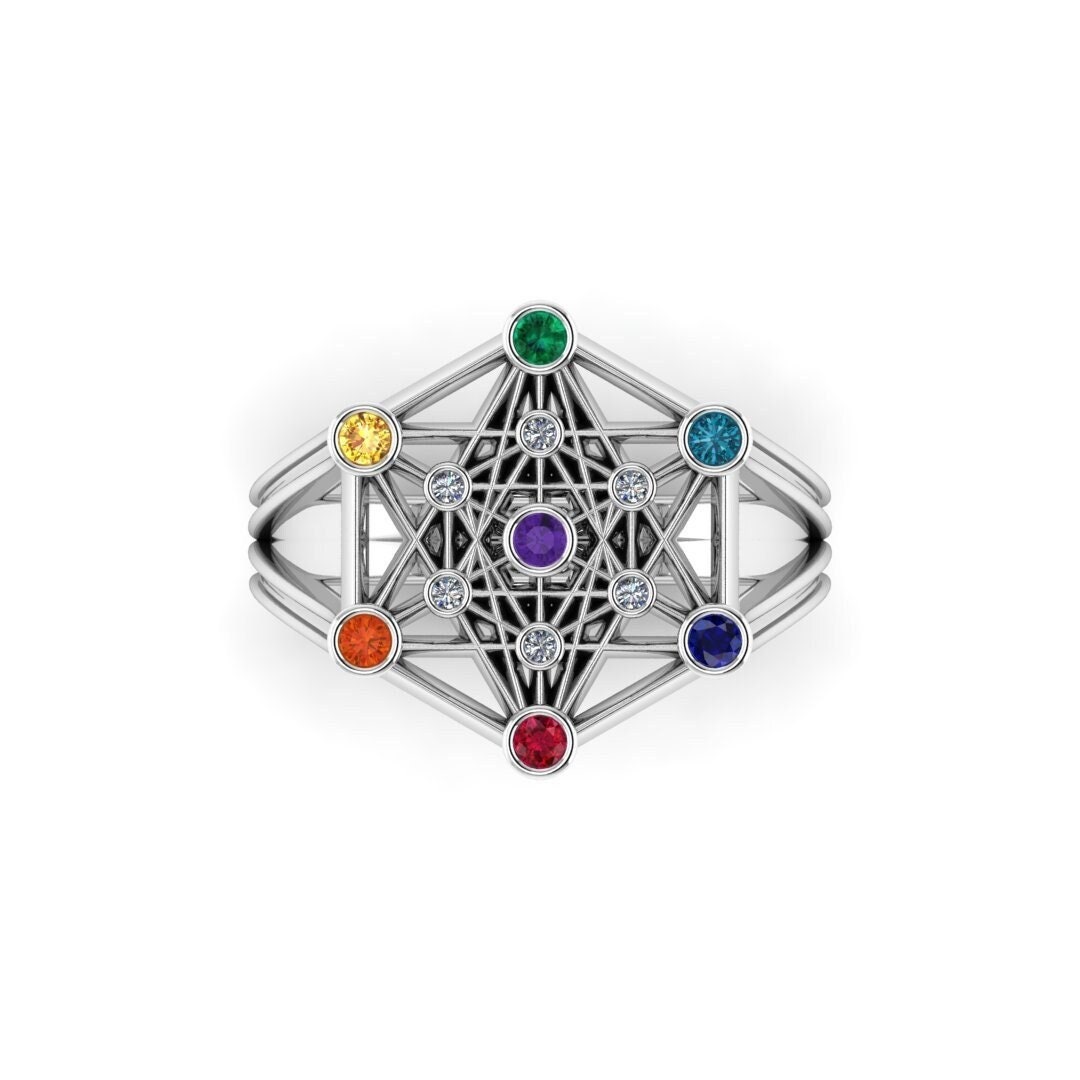 METATRON - RAINBOW CHAKRA : Unique Gemstone Ring | Sacred Symbol ...
