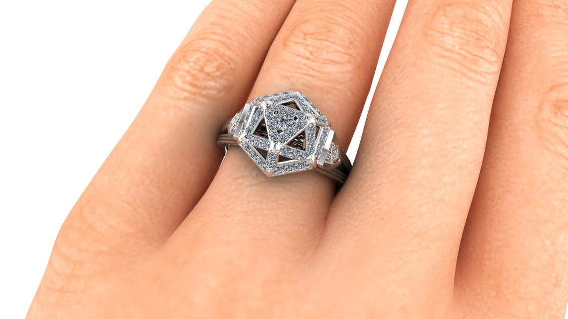 DIAMOND D20 Shield Maiden: RPG Inspired Engagement Ring - Etsy