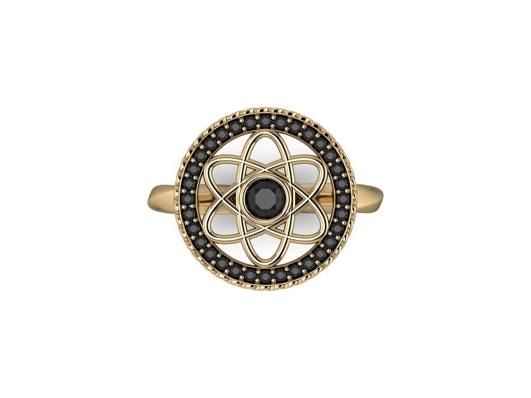 ATOMIC LOVE : Atom Inspired Ring, Black Diamond Ring, Sciene Themed ...