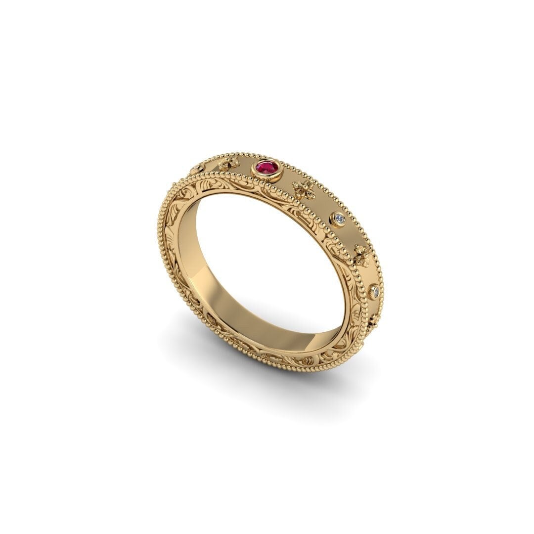 TINY HOWL'S HEART : Anime Inspired Engagement Ring | Ruby & Diamond ...