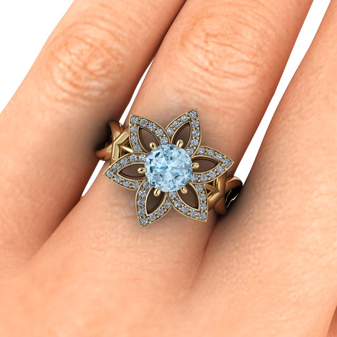 ELENTARI : Elvish Inspired Engagement Ring Aquamarine & - Etsy