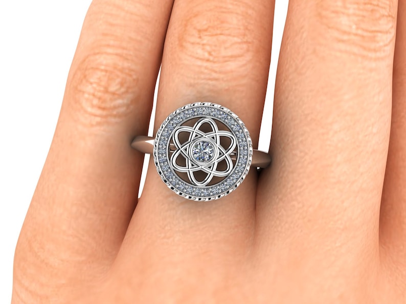 MINI ATOMIC LOVE : Atom Inspired Ring Canadian Diamond Ring - Etsy