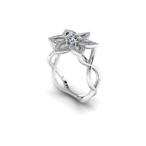 ELENTARI : Elvish Inspired Engagement Ring | Diamond Flower Ring ...