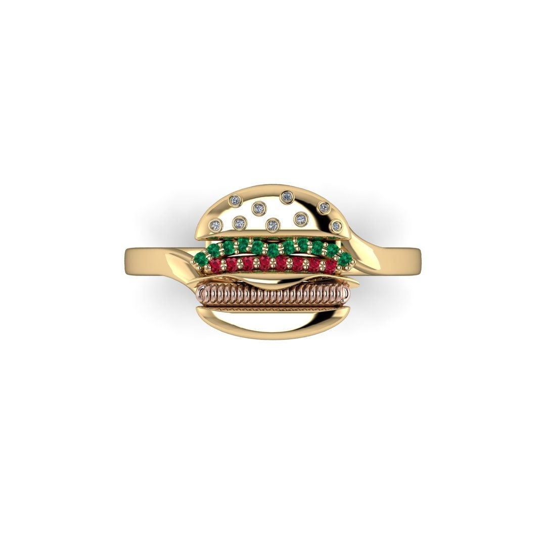 BURGER LOVE : Cartoon Inspired Hamburger Ring | Cheeseburger Ring ...