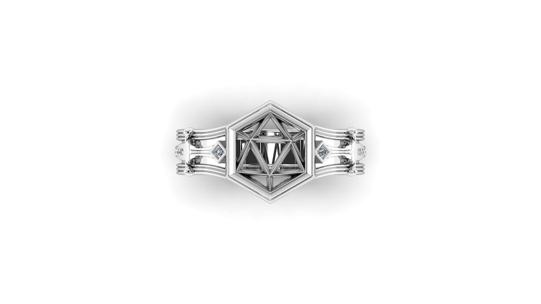 DIAMOND D20 - Sword & Stone: RPG Inspired Ring, Signet Ring, Wedding ...