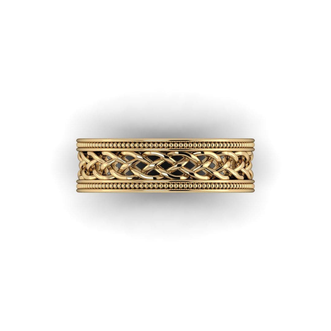 TRILSEÁN : Braided Celtic Knotwork Wedding Ring | Classic Mens Wedding ...