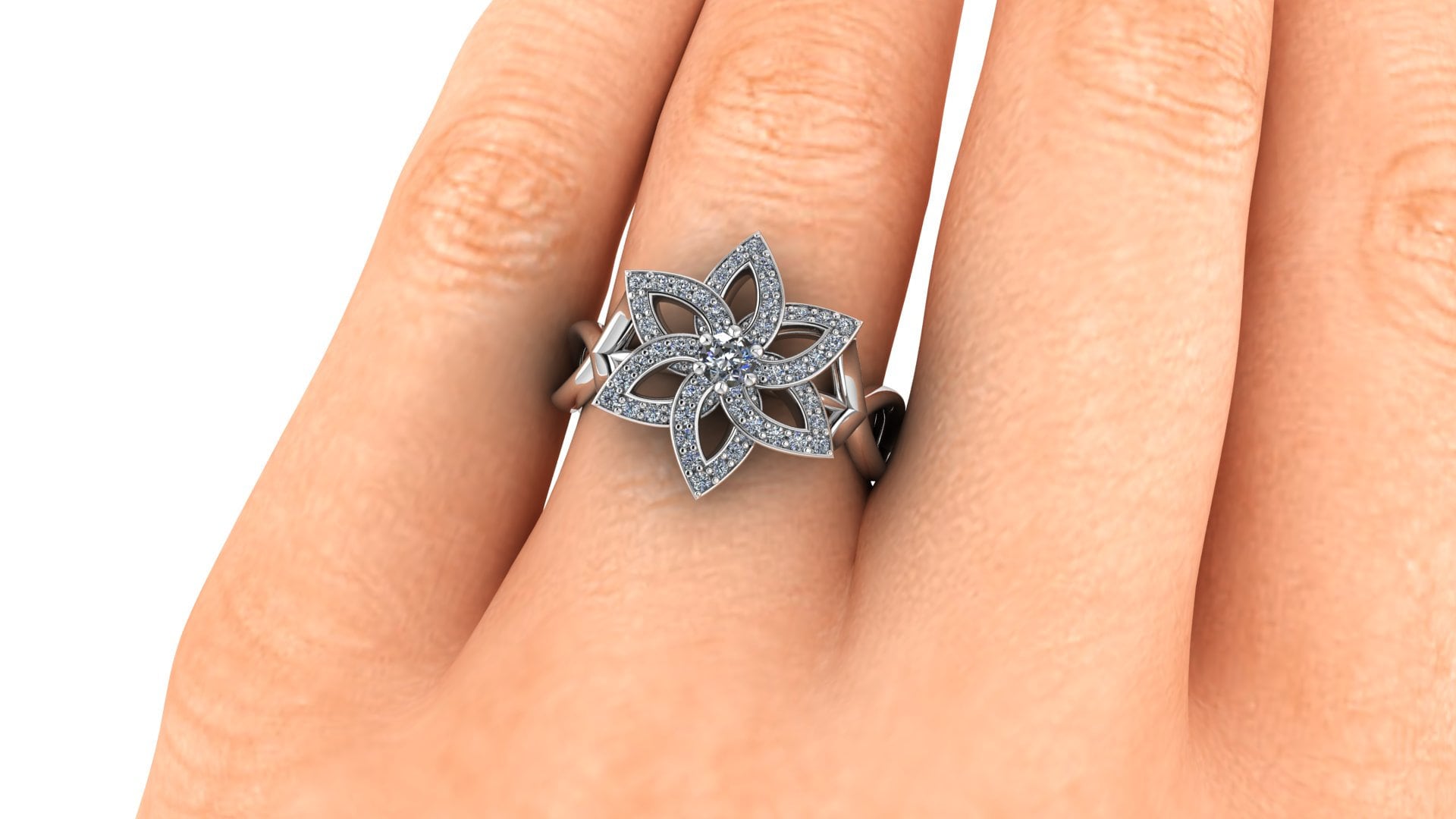 ELENTARI : Elvish Inspired Engagement Ring. Diamond Flower | Etsy