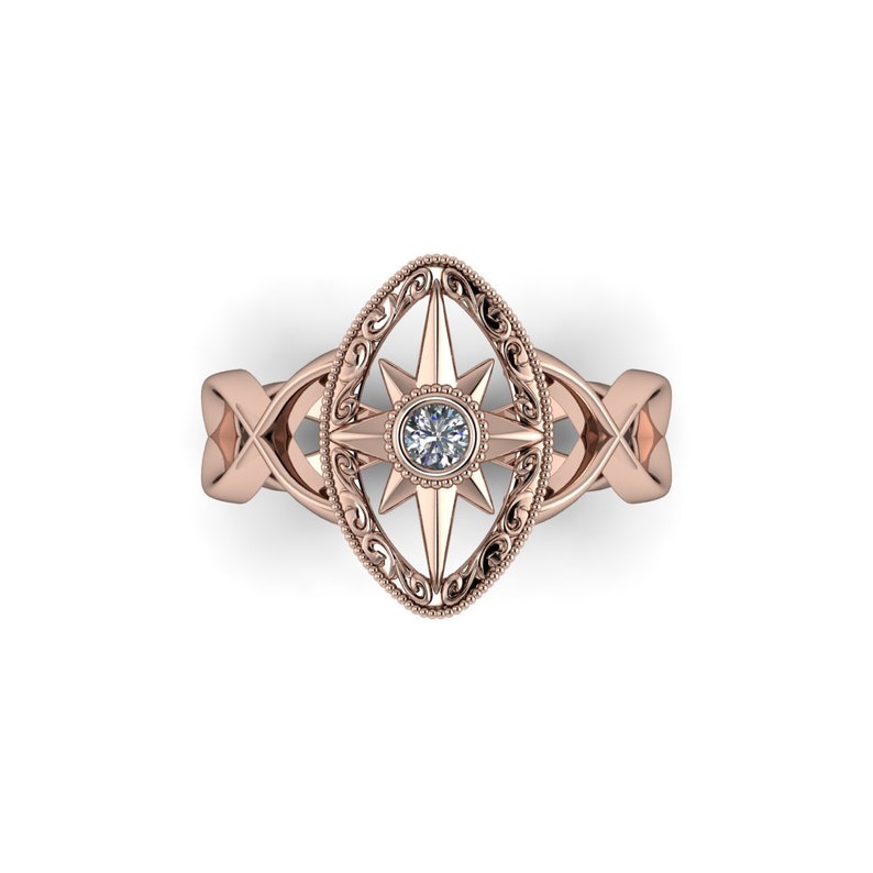 ESTEL : Elvish Inspired Engagement Ring Diamond Star Ring - Etsy