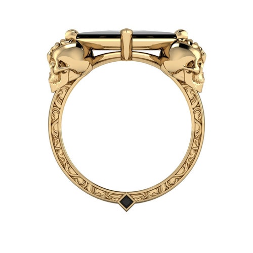 RIDDLE : XL Skull & Snake Scrollwork Ring Black Onyx and - Etsy