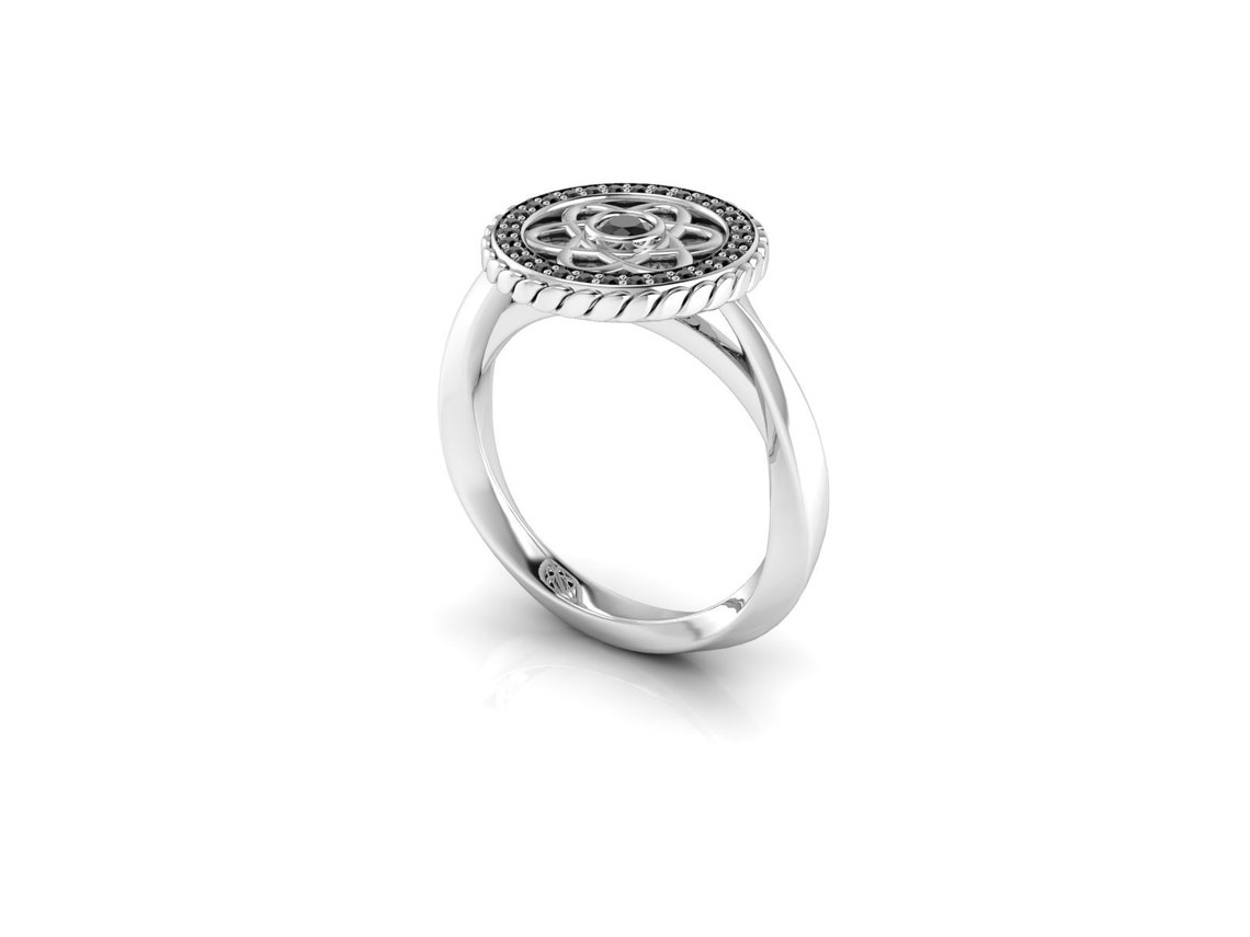 MINI ATOMIC LOVE : Atom Inspired Ring Black Diamond Ring - Etsy