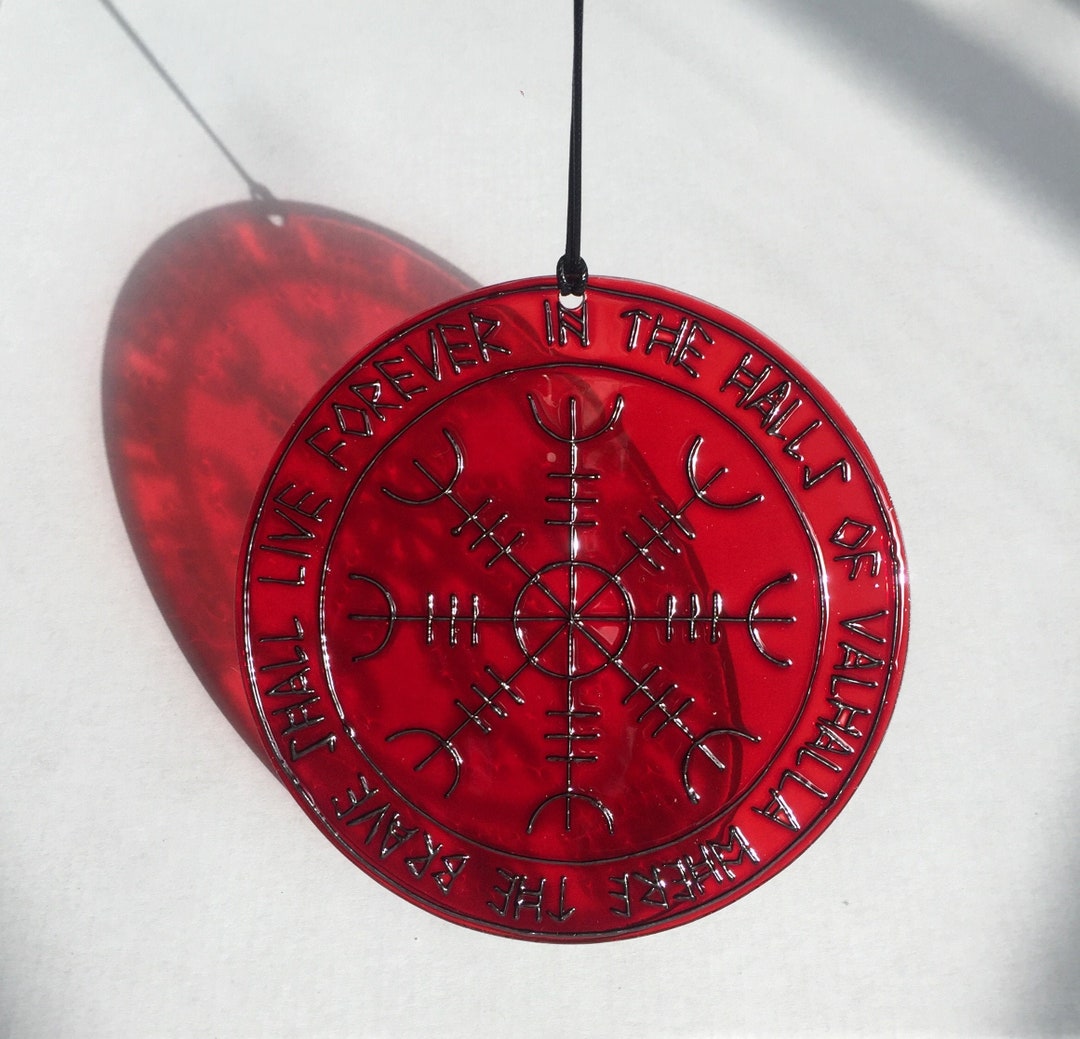 Viking Shield the Helm of Awe Runes Gifts Wall Art Decor Suncatcher for ...