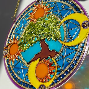 Symbols Tree of Life Sun Moon Shine Suncatcher for Window Zodiac Gift ...