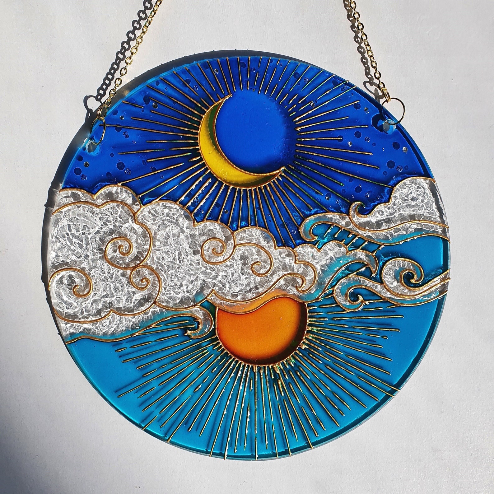 Stained Glass Moon Sun Cloud Suncatcher for Window Hangings - Etsy