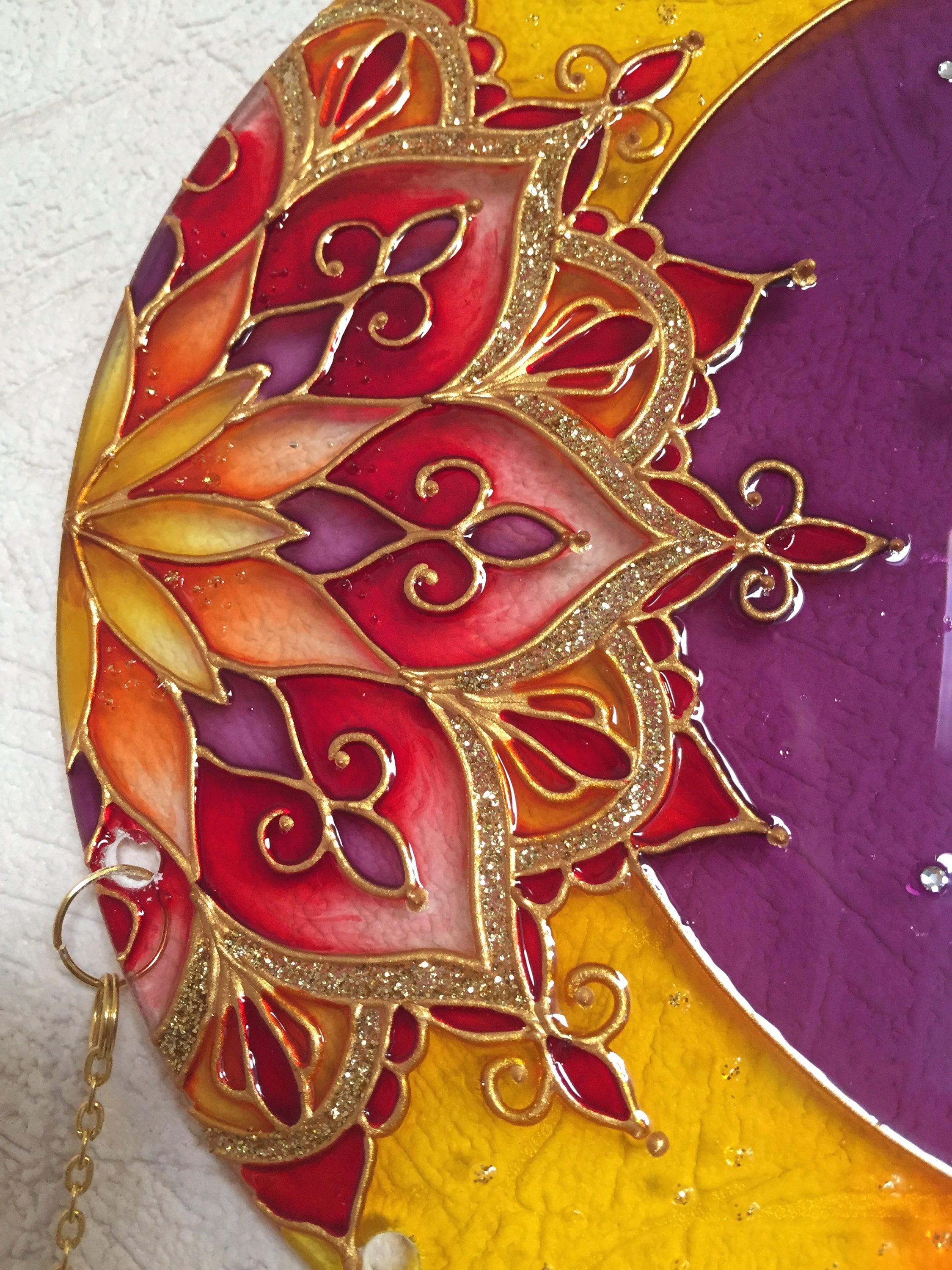 Indie room decor Moon Mandala Sacred geometry Stained glass | Etsy