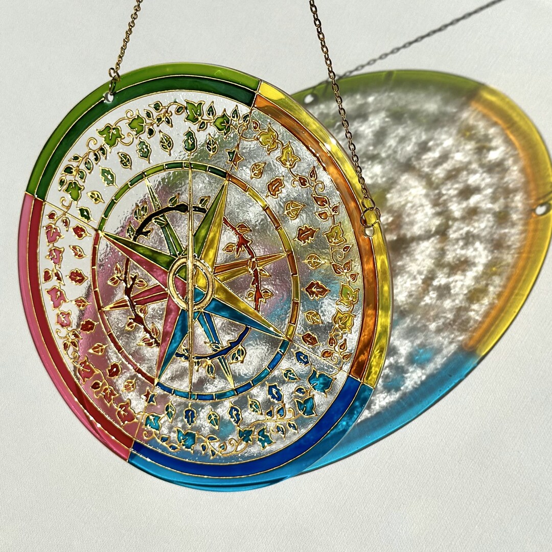 Mariners Compass Shine Suncatcher for Window Plant Flowers Botanic ...