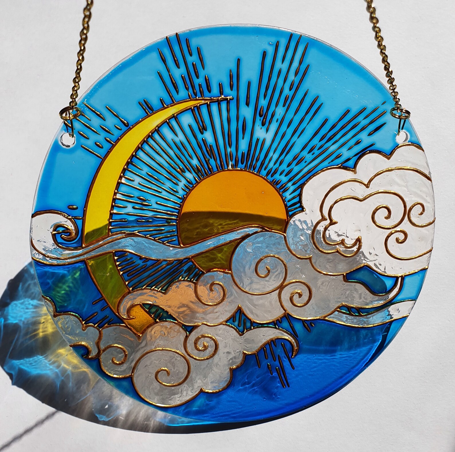 Stained Glass Sun Moon Cloud Suncatcher for Window Hangings - Etsy