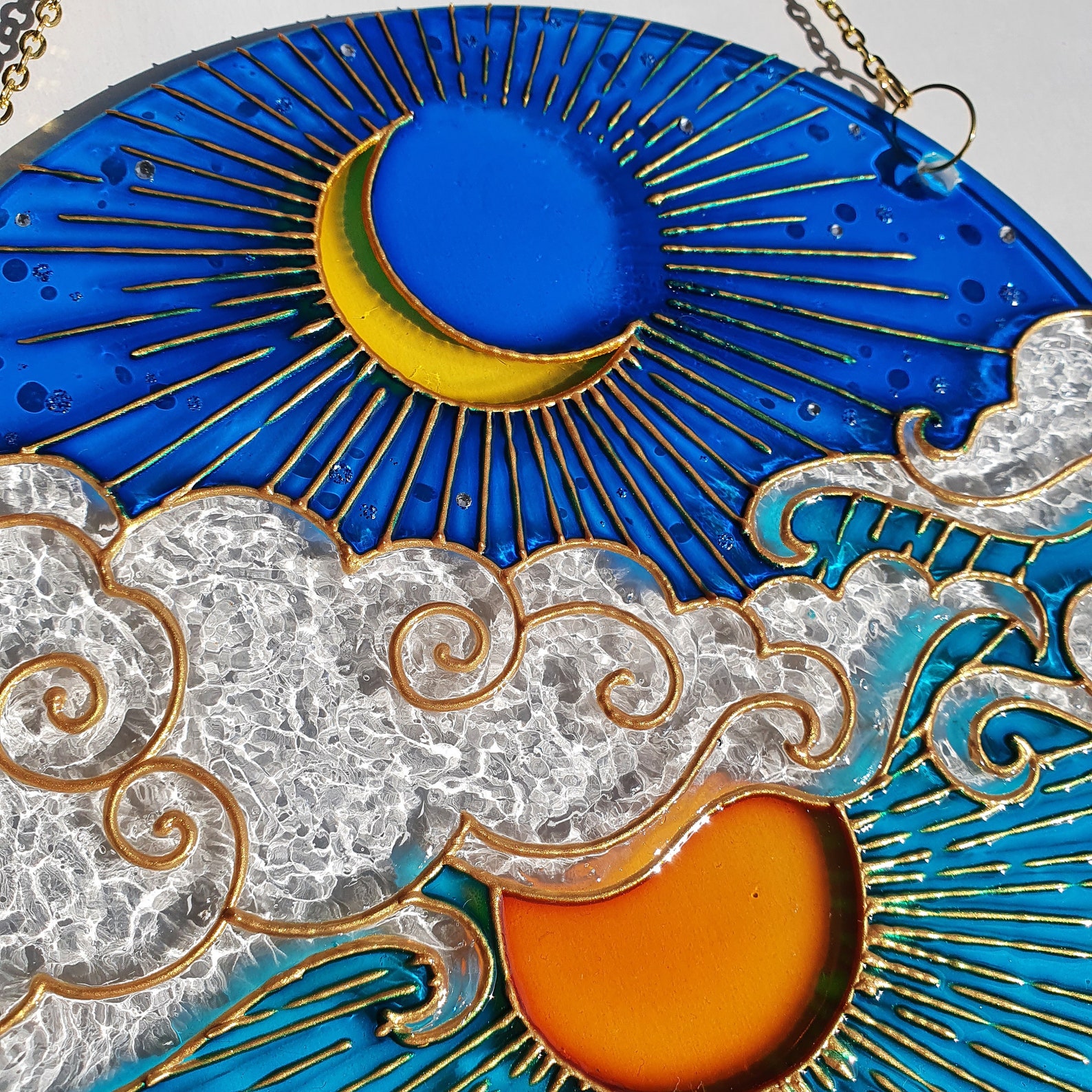 Stained Glass Moon Sun Cloud Suncatcher for Window Hangings - Etsy