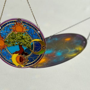 Symbols Tree of Life Sun Moon Shine Suncatcher for Window Zodiac Gift ...