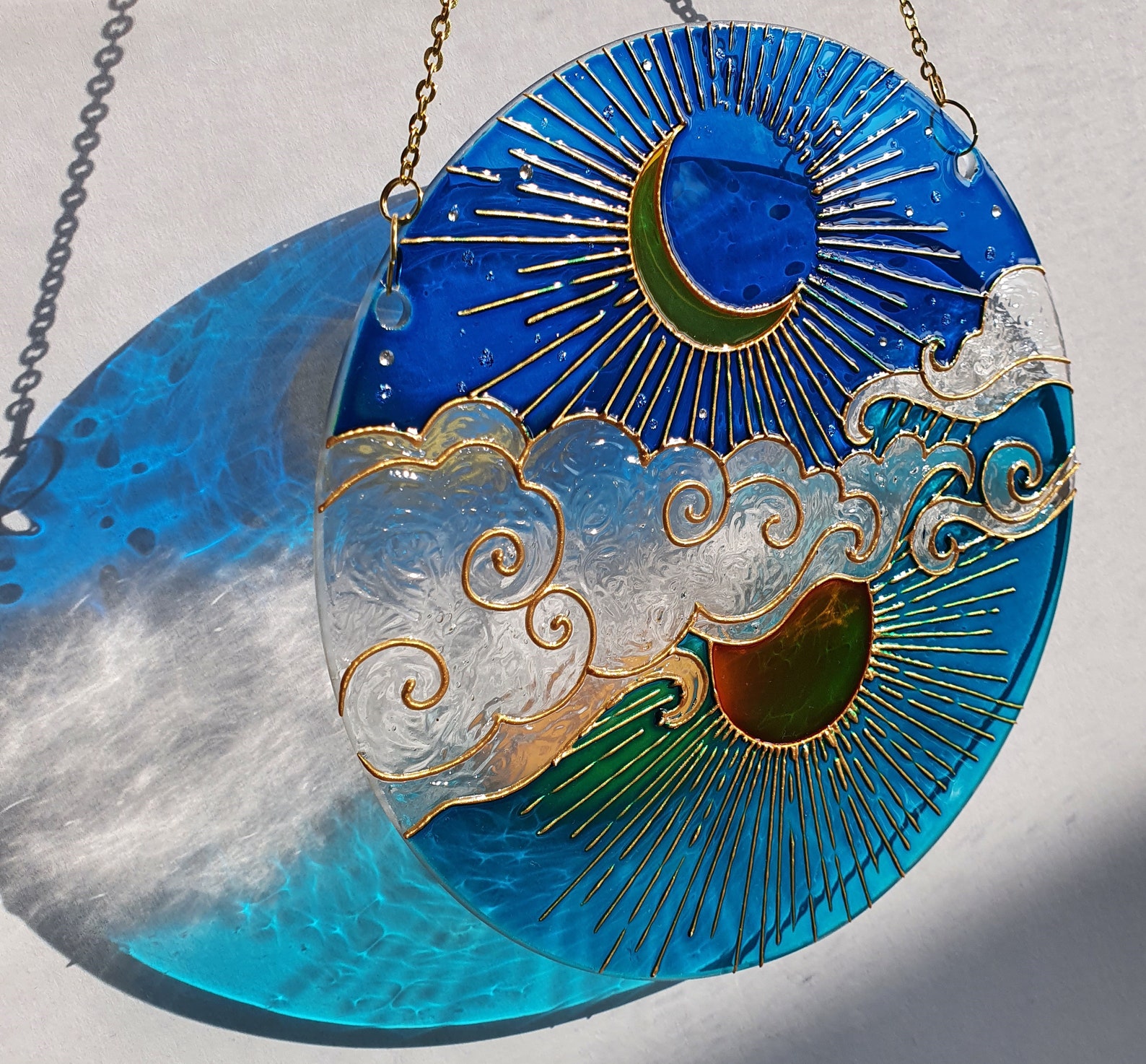 Stained Glass Moon Sun Cloud Suncatcher for Window Hangings - Etsy